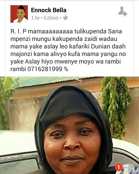 Kuna matapeli wanakusanya rambirambi za msiba wa mama yake na Aslay ...